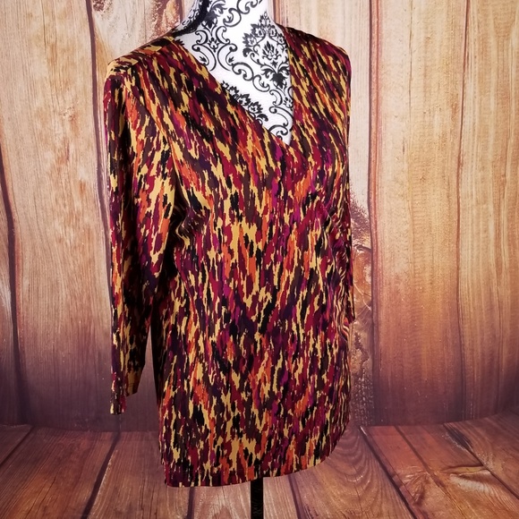 Susan Graver | Tops | Susan Graver Womens Red V Neck Blouse | Poshmark